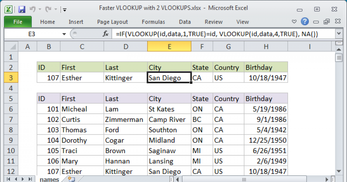 Faster VLOOKUP With 2 VLOOKUPS Excel Formula Exceljet